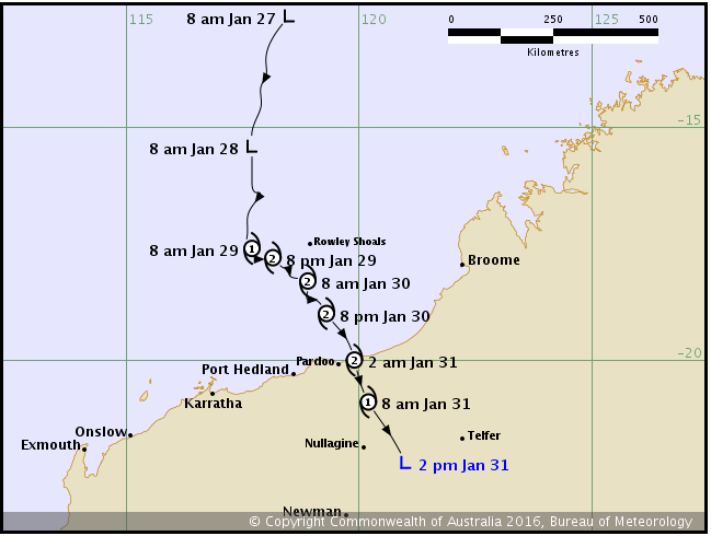 Tropical Cyclone Cyclones Tracking Maps Hamish Larry Tracy Australian ...
