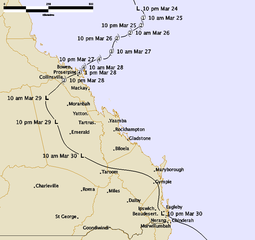 Tropical Cyclone Cyclones Tracking Maps Hamish Larry Tracy Australian ...